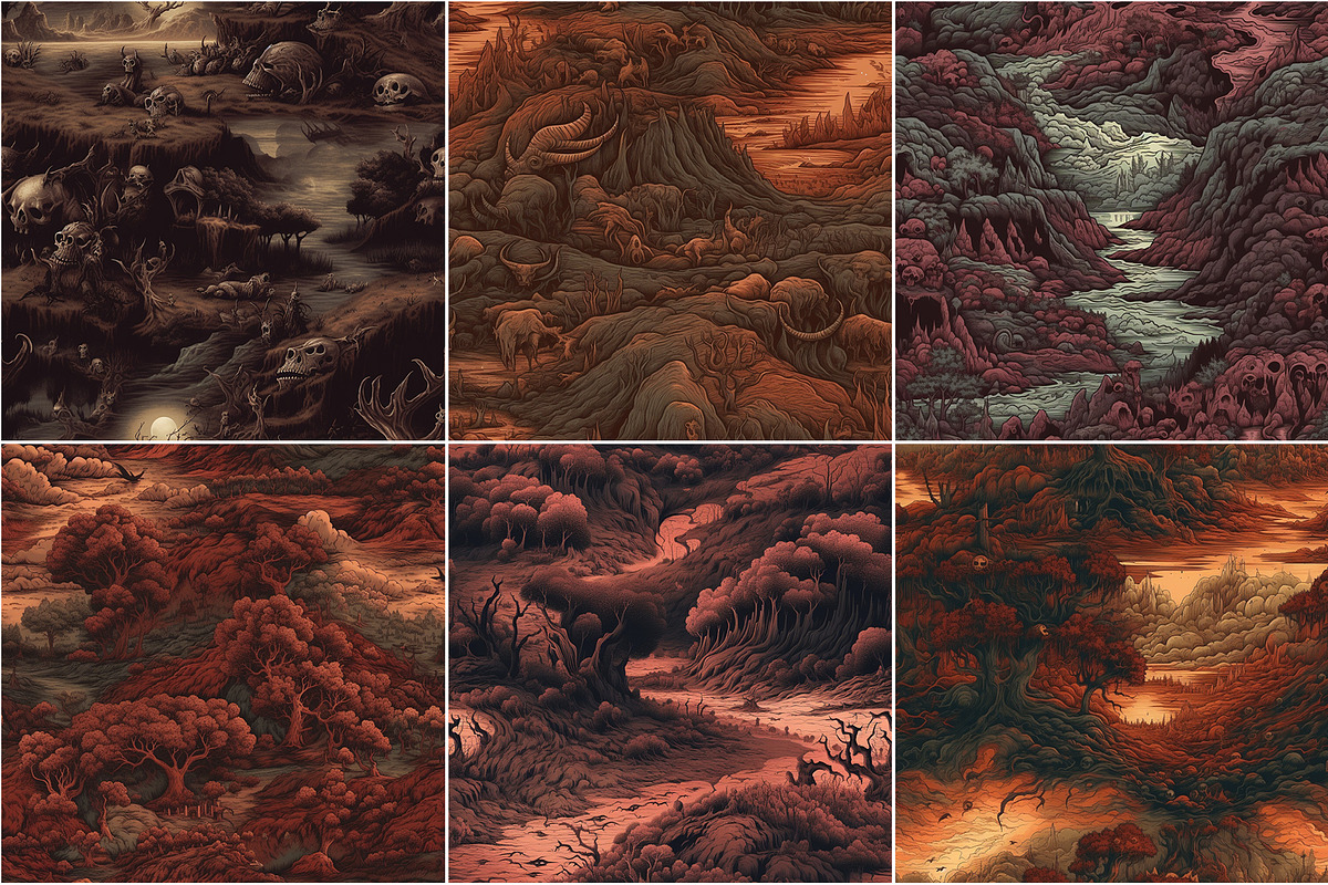 DANTE - Seamless Demonic Patterns, a Pattern Graphic by Pixel Perfect ...