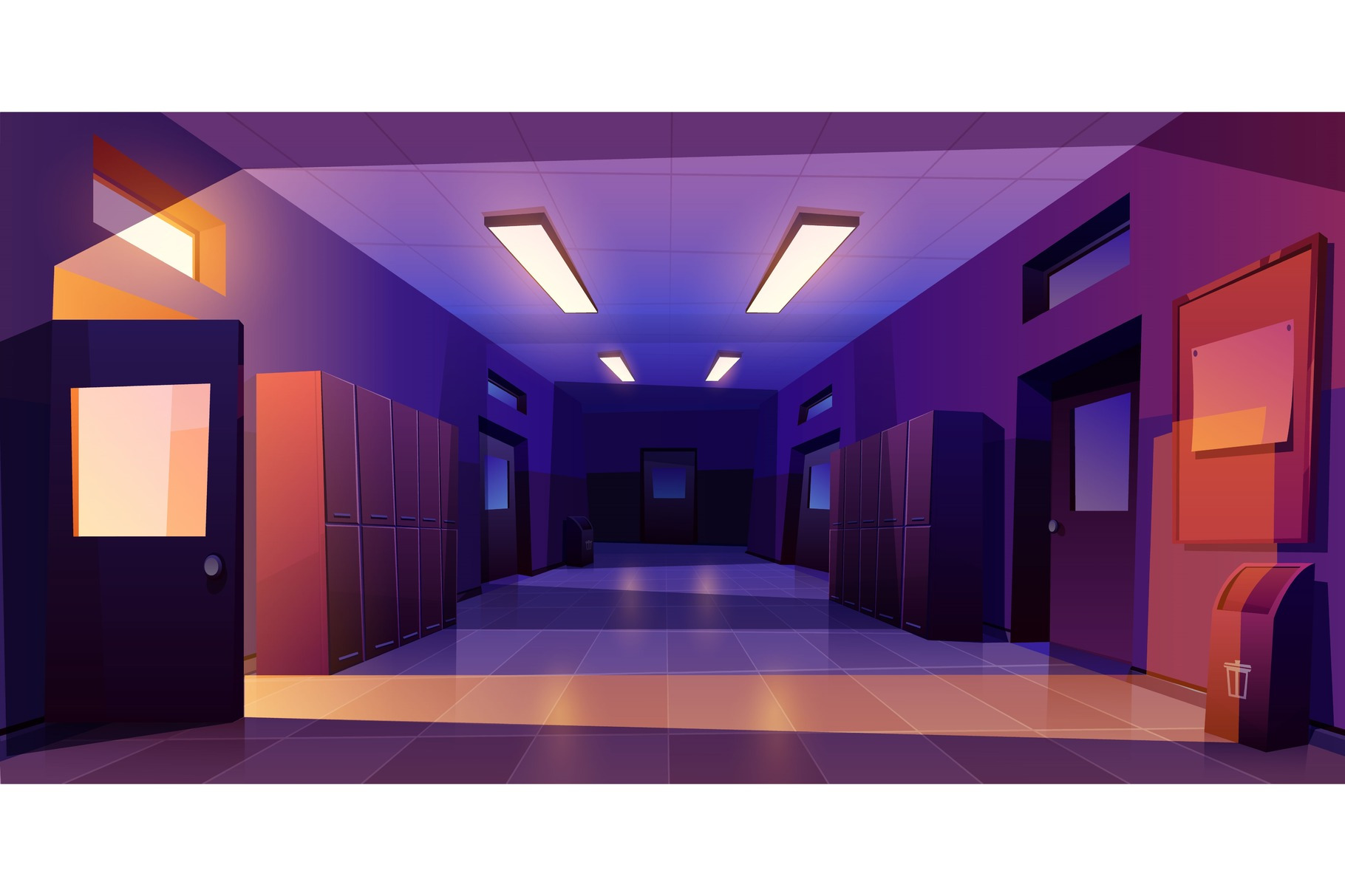 School hallway night interior with, an Object Graphic by art PVP - market