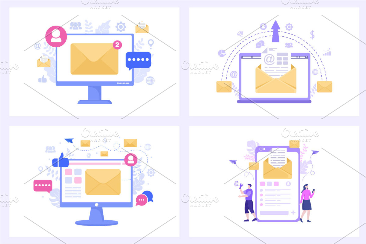 20 Email Marketing Illustration, an Object Illustration by denayunebgt ...