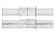 Barb wire fence, grid with gate, a Texture Illustration by art PVP - market