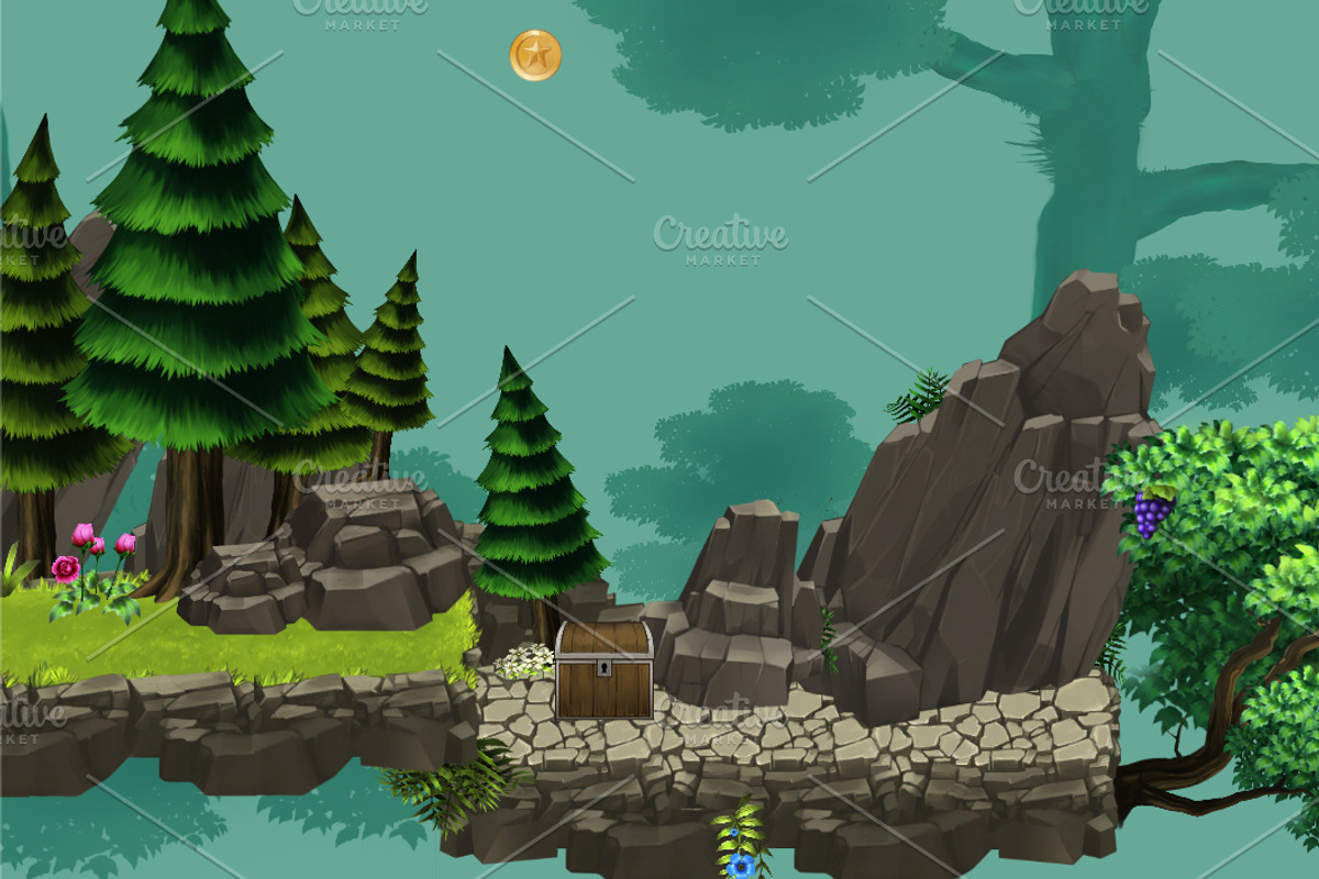 2D Forest Tileset Pack, an Illustration by LudicArts