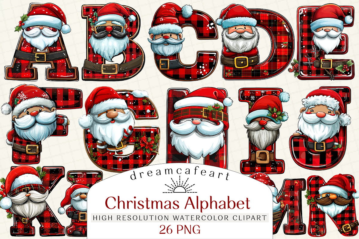 Christmas Alphabet Letters, an Illustration by DreamCafeArt