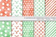 Watercolour Christmas Digital Paper, a Pattern Graphic by AzmariDigitals