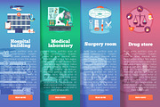 Flat Medical and Healthcare Banners, an Education Illustration by painterr