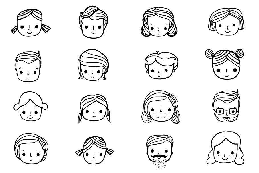 Cute Hand Drawn Faces Clip Art Set | Education Illustrations ~ Creative ...