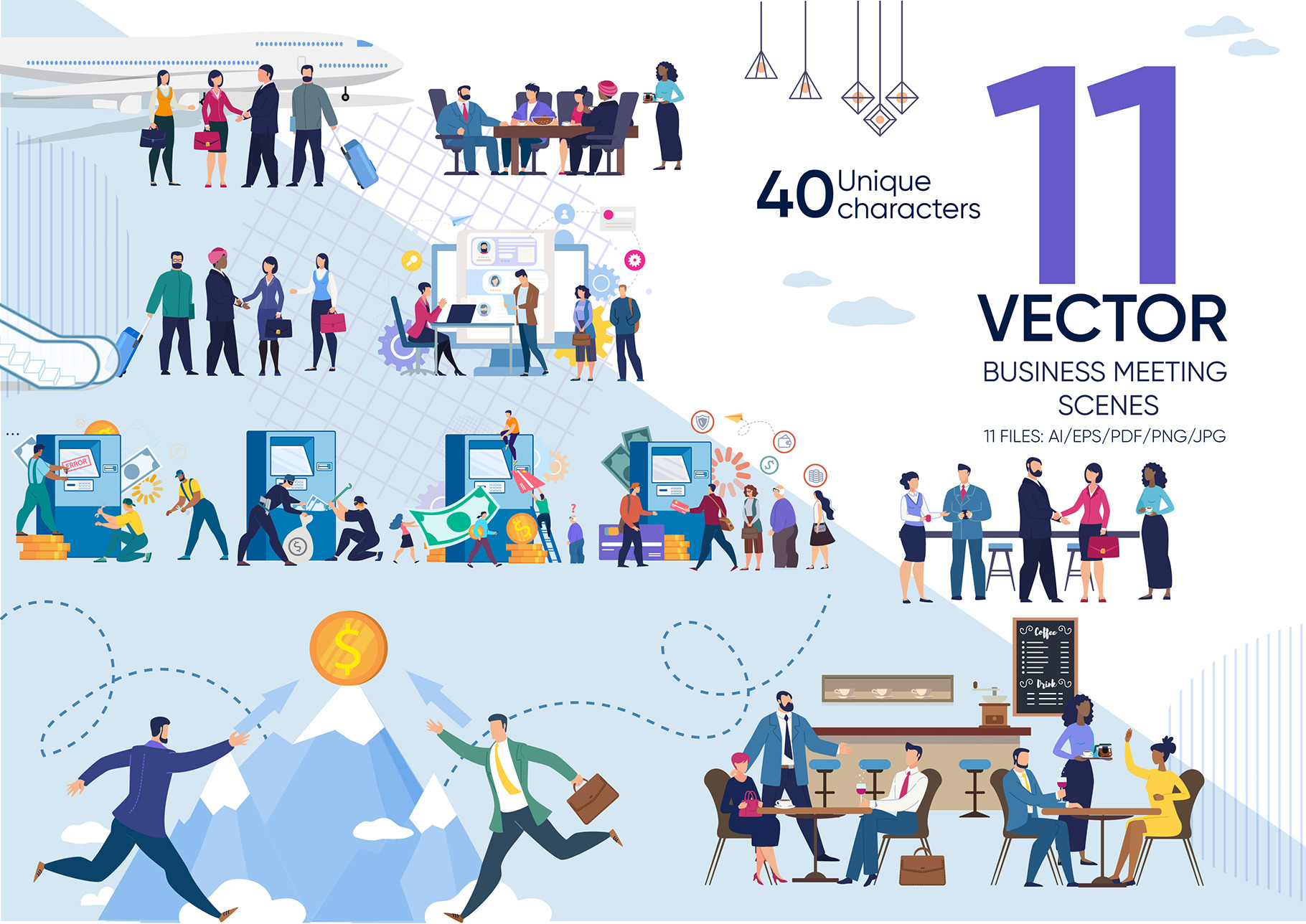 Business Meeting Vector Scenes, a Landing Page Template by Tera Vector