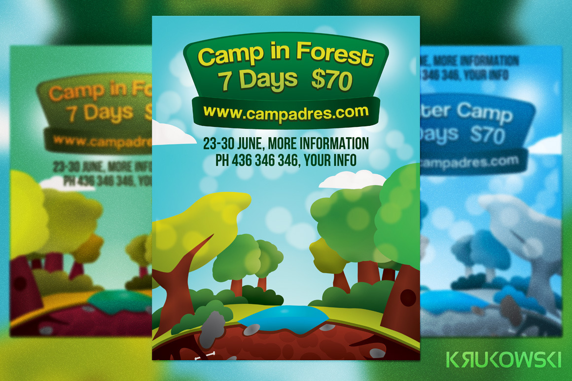Forest Camp Flyer, a Flyer Template by Krukowski Graphics | Creative Market