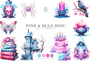 watercolor pink halloween clipart