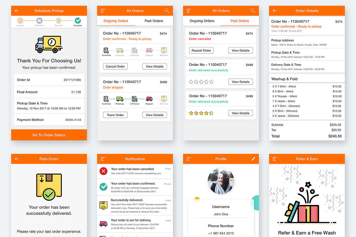 Wash It Laundry Service UI Kit, an UI Kit Template by App Innovation ...