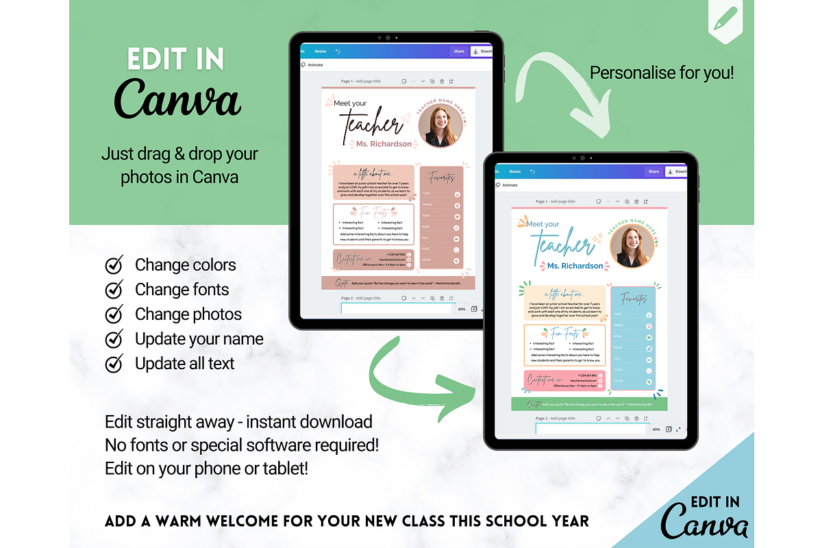 Meet the Teacher Template - Canva