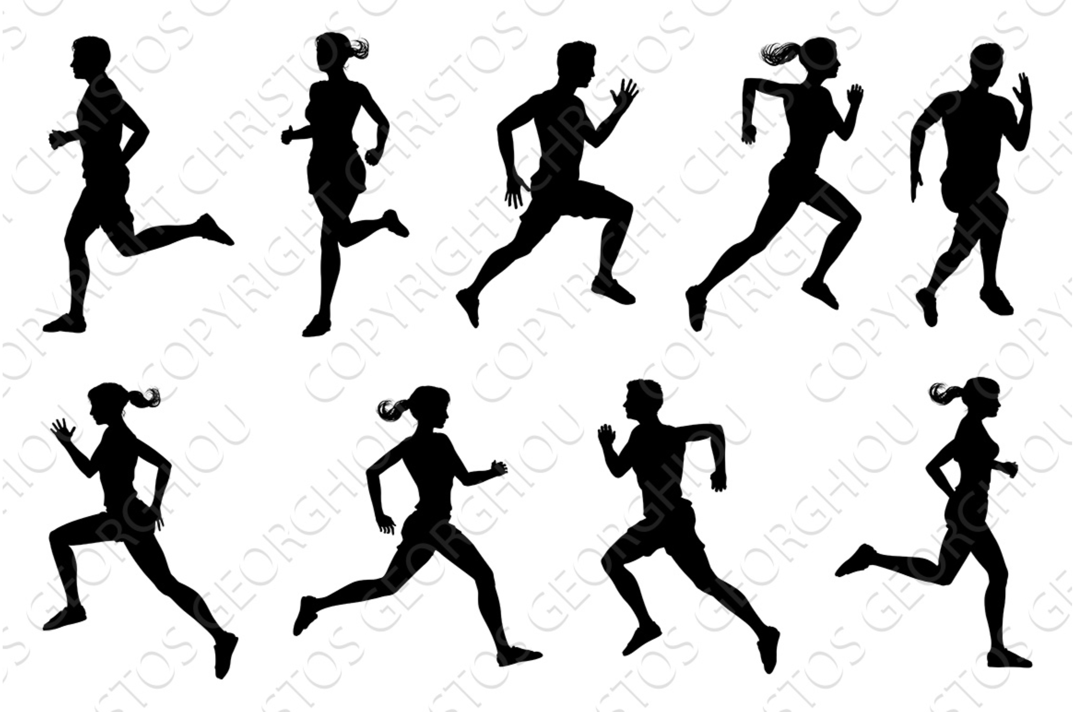 Runners in Silhouette Sprinters, a Person Illustration by Christos ...