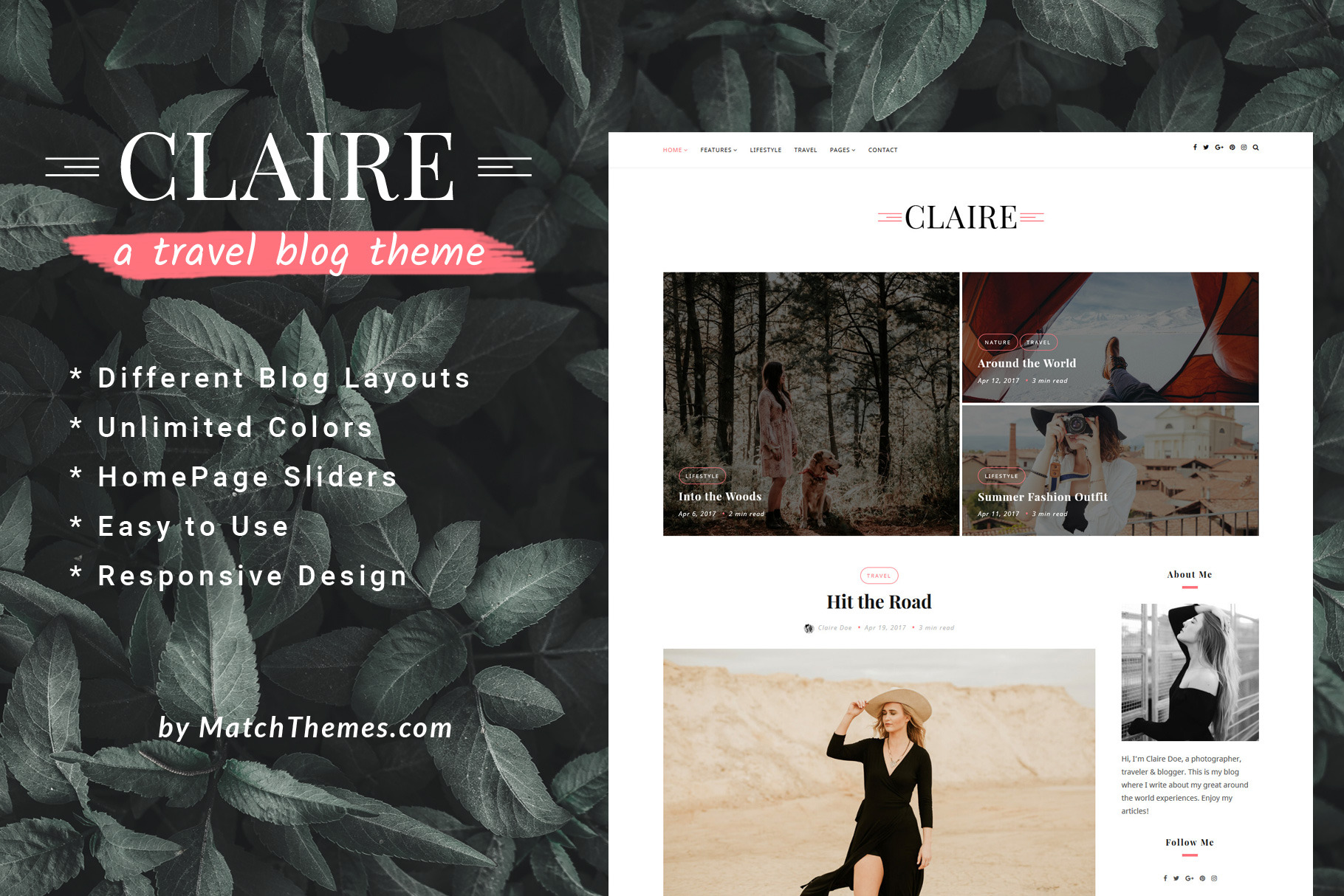 Claire Elegant Personal WP Blog Theme