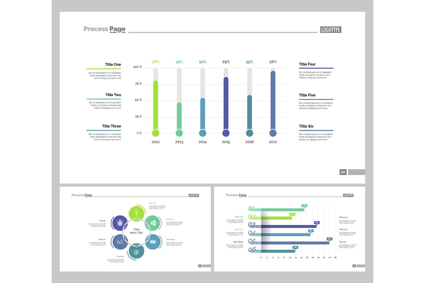 Three Statistics Slide Templates Set | Textures ~ Creative Market