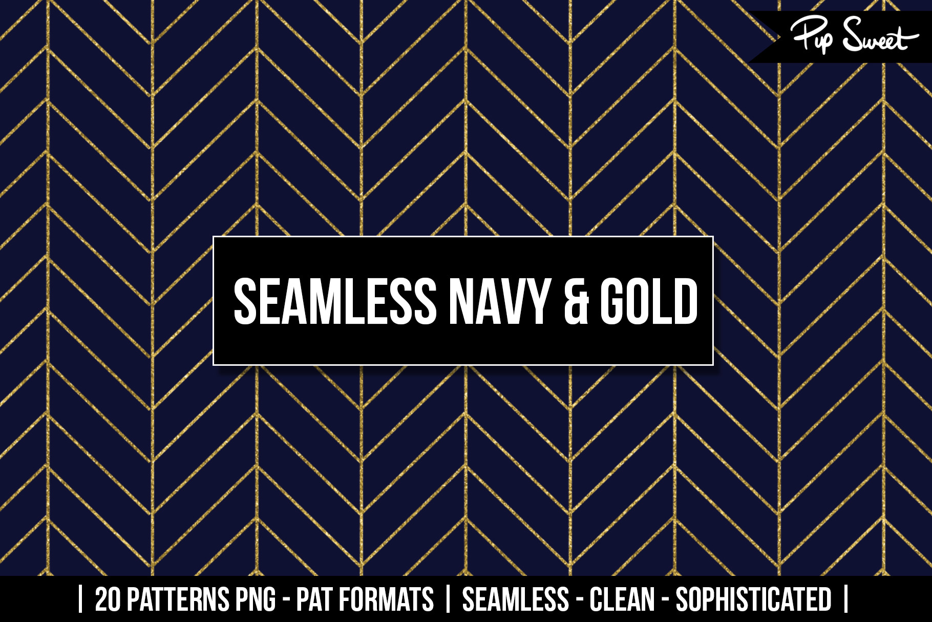 Seamless Navy & Gold 20 Pattern Set, a Pattern Graphic by Pip Sweet