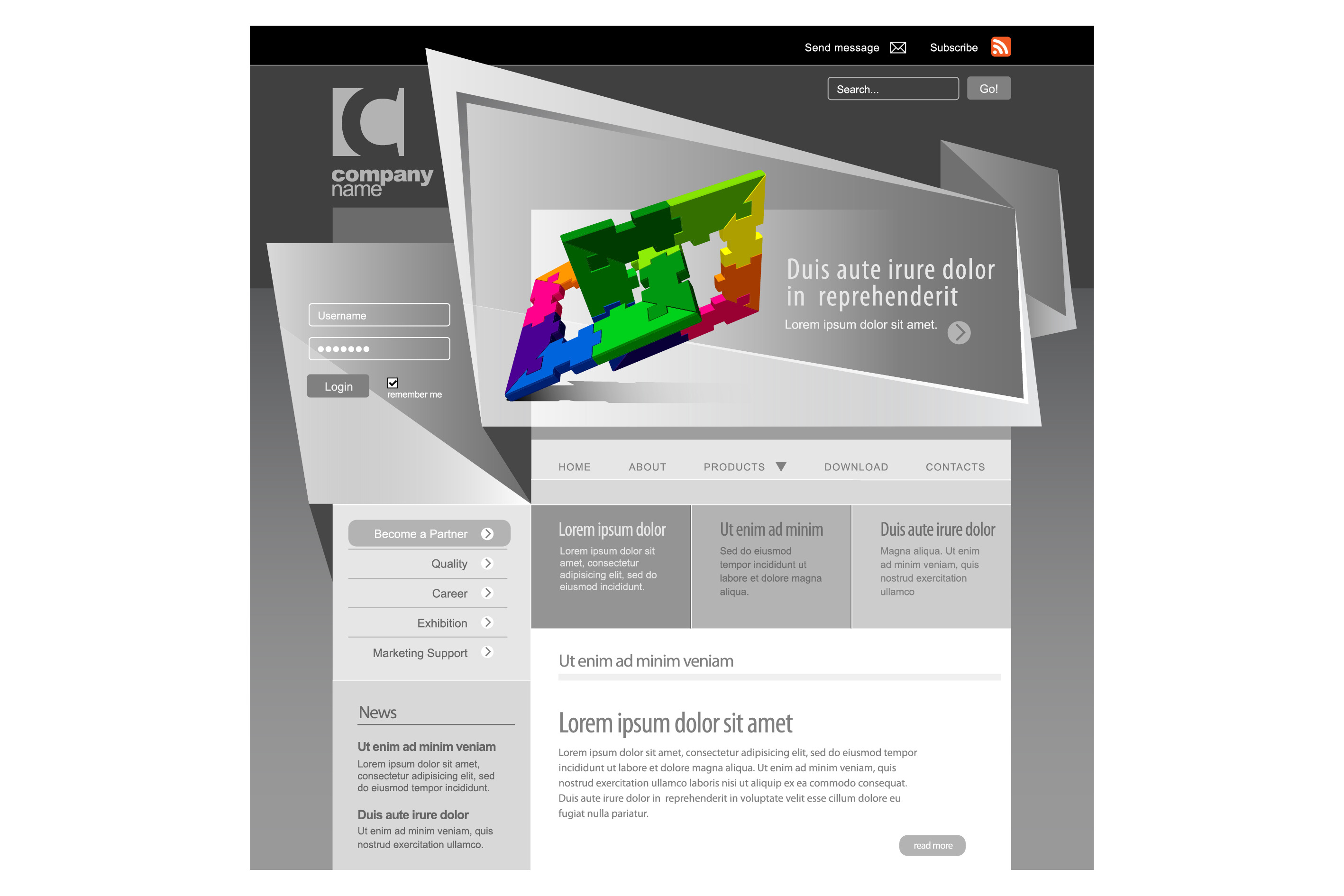 Gray Website Template, a Templates & Theme by Sunny