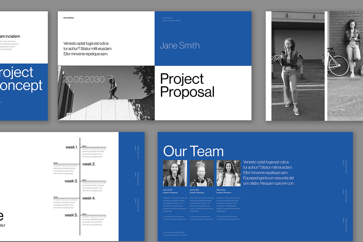 Minimal Blue Pitch Deck Layout, a Presentation Template by wavebreak