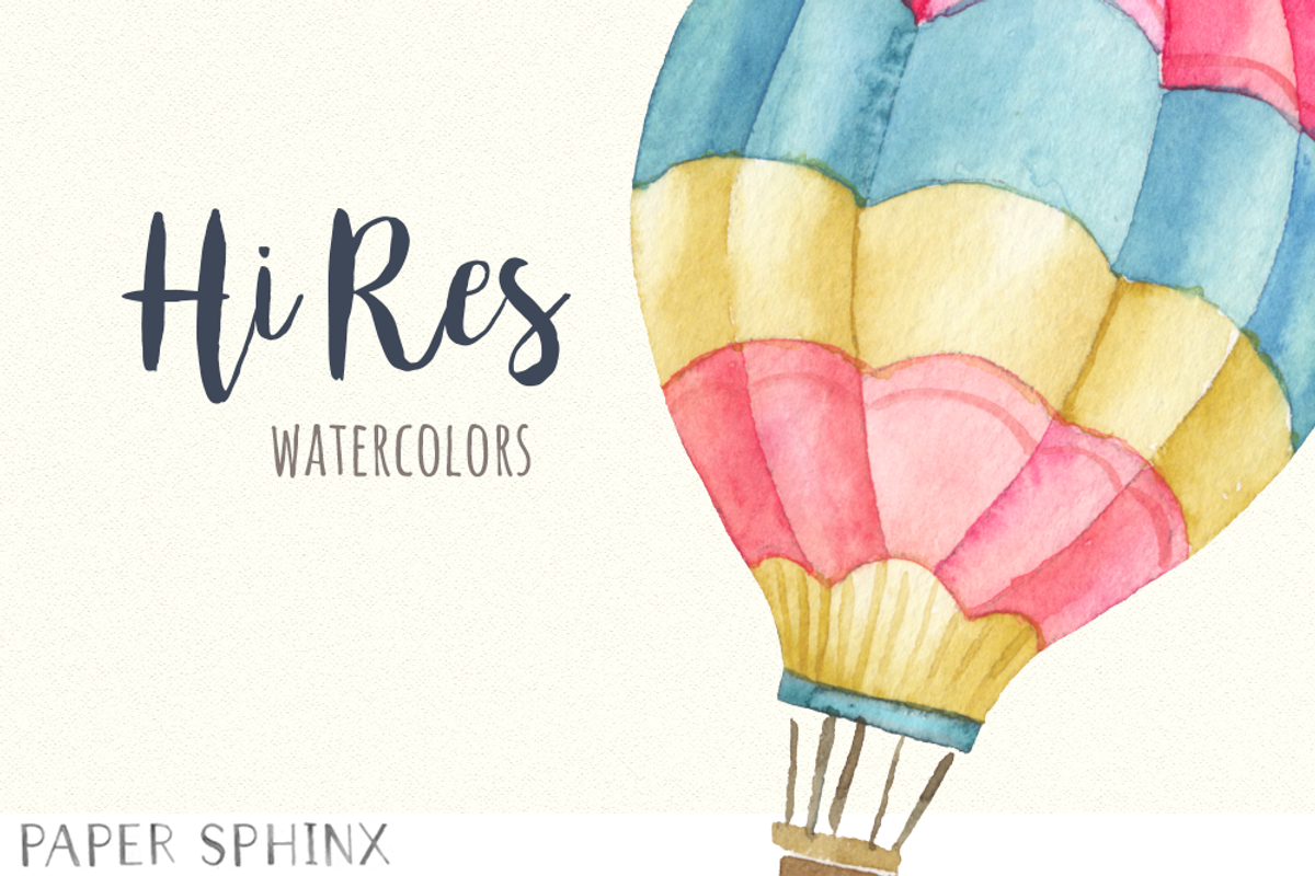 Watercolor Hot Air Balloons Clipart, an Illustration by PaperSphinx