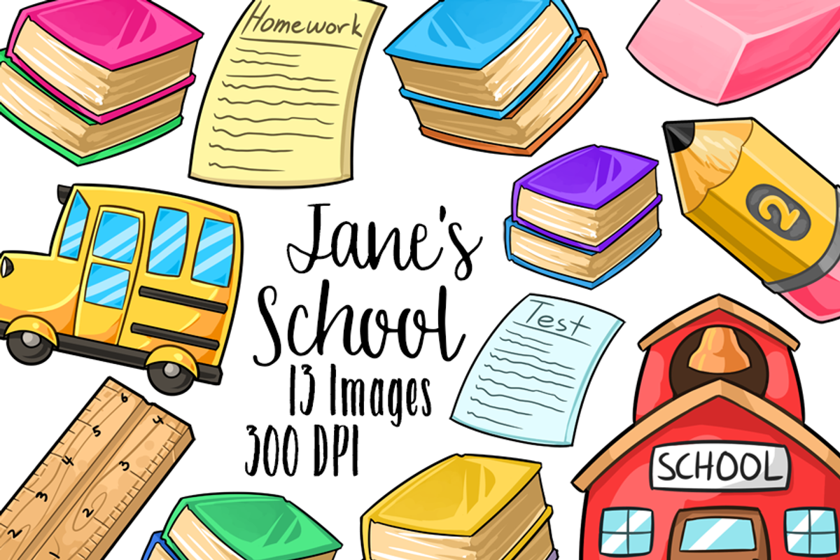 Kawaii School Supplies Clipart, an Education Illustration by DigitalArtsi