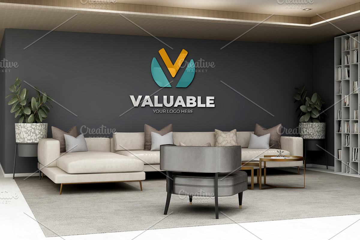 Gray Office Set Wall Logo Mockup | Creative Market
