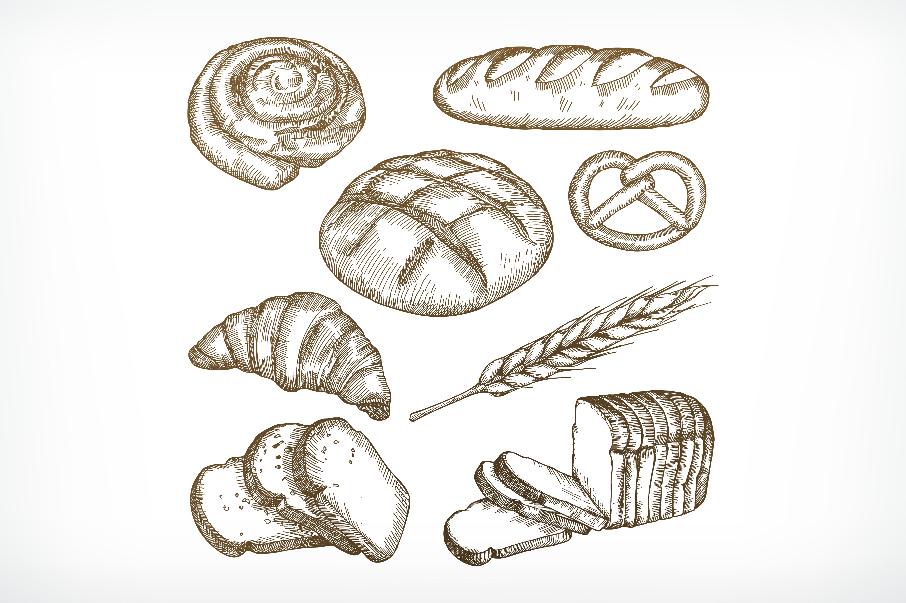 Bread sketches, bakery advertising | Outline Icons ~ Creative Market