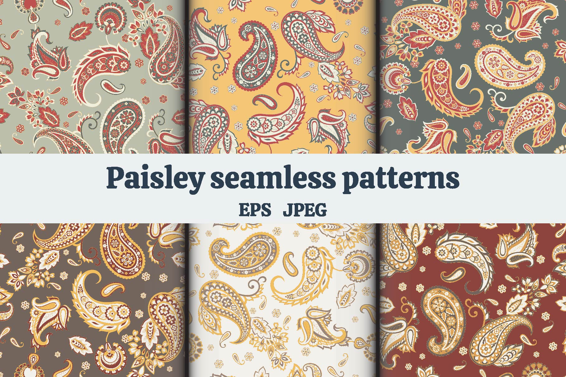 6 Paisley patterns, a Pattern Graphic by antalogiya