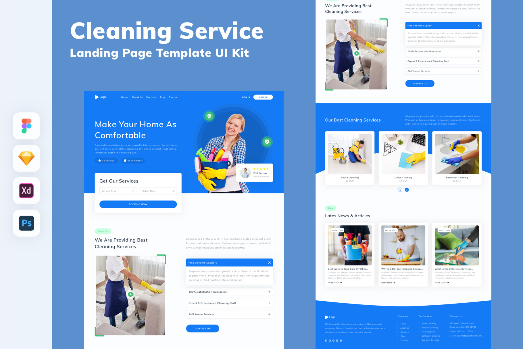 Cleaning Service Landing Page UI Kit, an UI Kit Template by uicube
