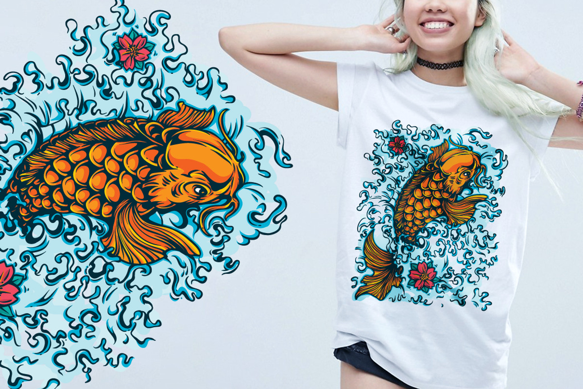 Lucky Koi Fish Vector Illustration, an Illustration by RalucaGheorghe