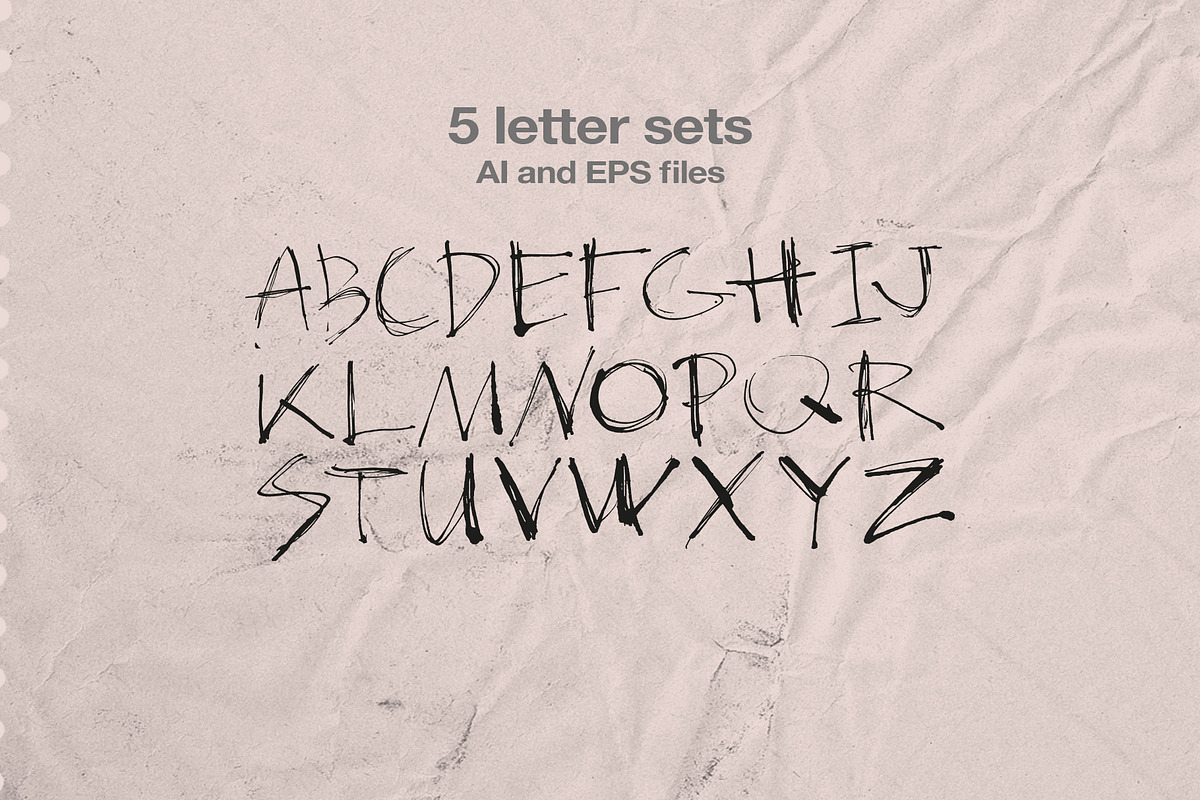 Scribbles 560+Lines, Letter Sets, an Object Graphic by Marie T