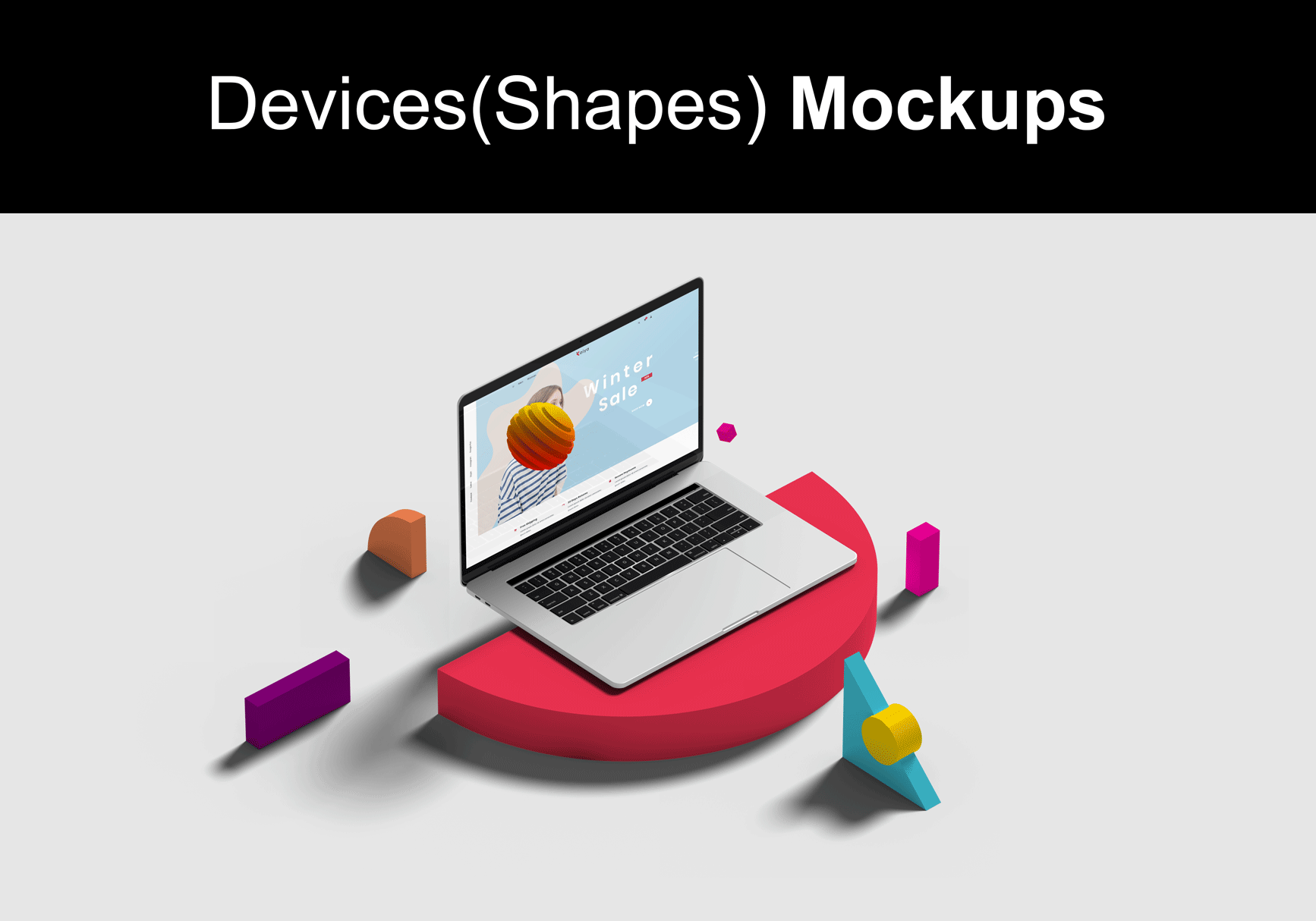 Isometric Devices with Shapes Mockup, an iPhone Mockup by Momogi
