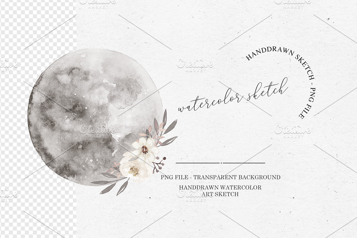 Watercolor Moon Clipart, an Illustration by KruthDesign