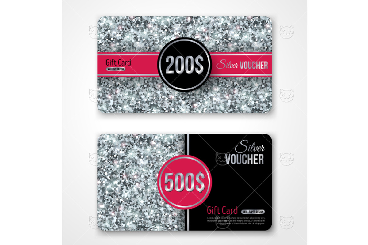 Silver gift cards, a Decorative Illustration by kotoffei | Creative Market