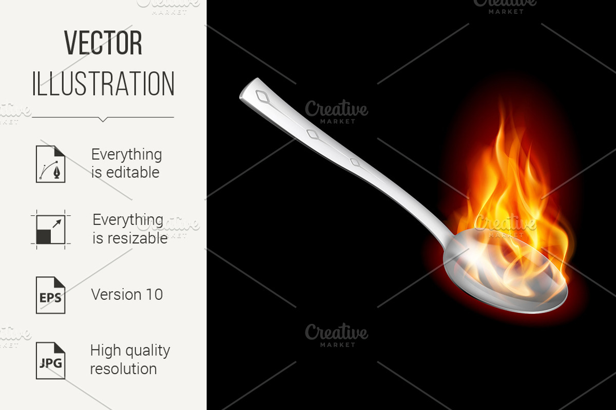 Spoon with Fire, a Background Graphic by DvargShop | Creative Market