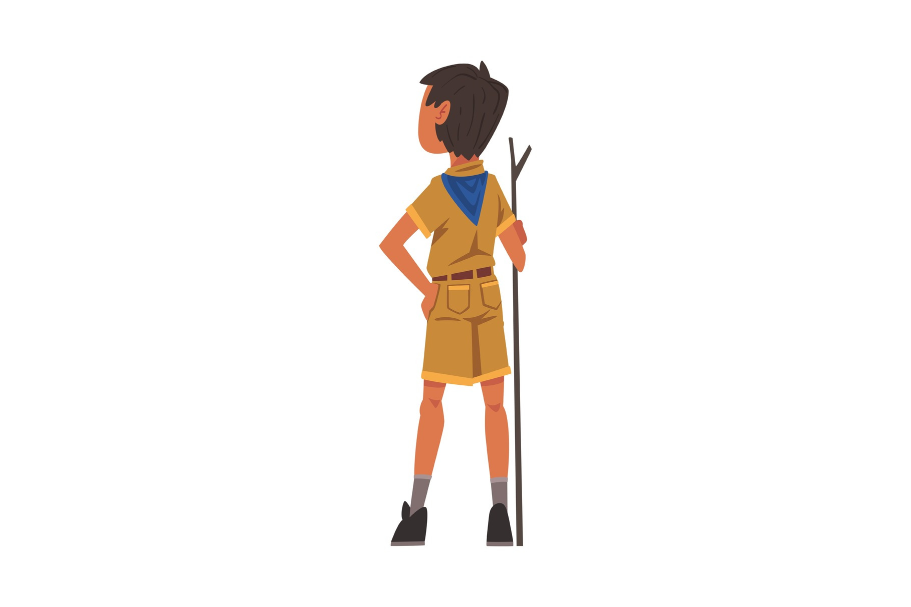Back View of Scout Boy with Wooden | Education Illustrations ~ Creative ...