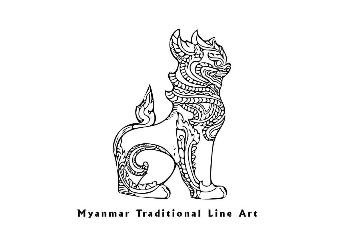 Myanmar Traditional Line Art, an Illustration by nyinyisoewin