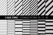 Vector 3 Color Stripes Patterns, a Pattern Graphic by SubwayParty
