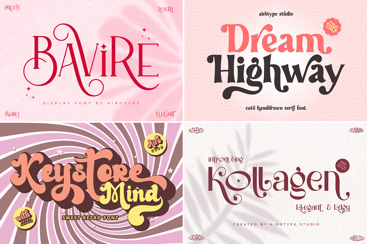 Retro Font Bundle - 20 Vintage Fonts