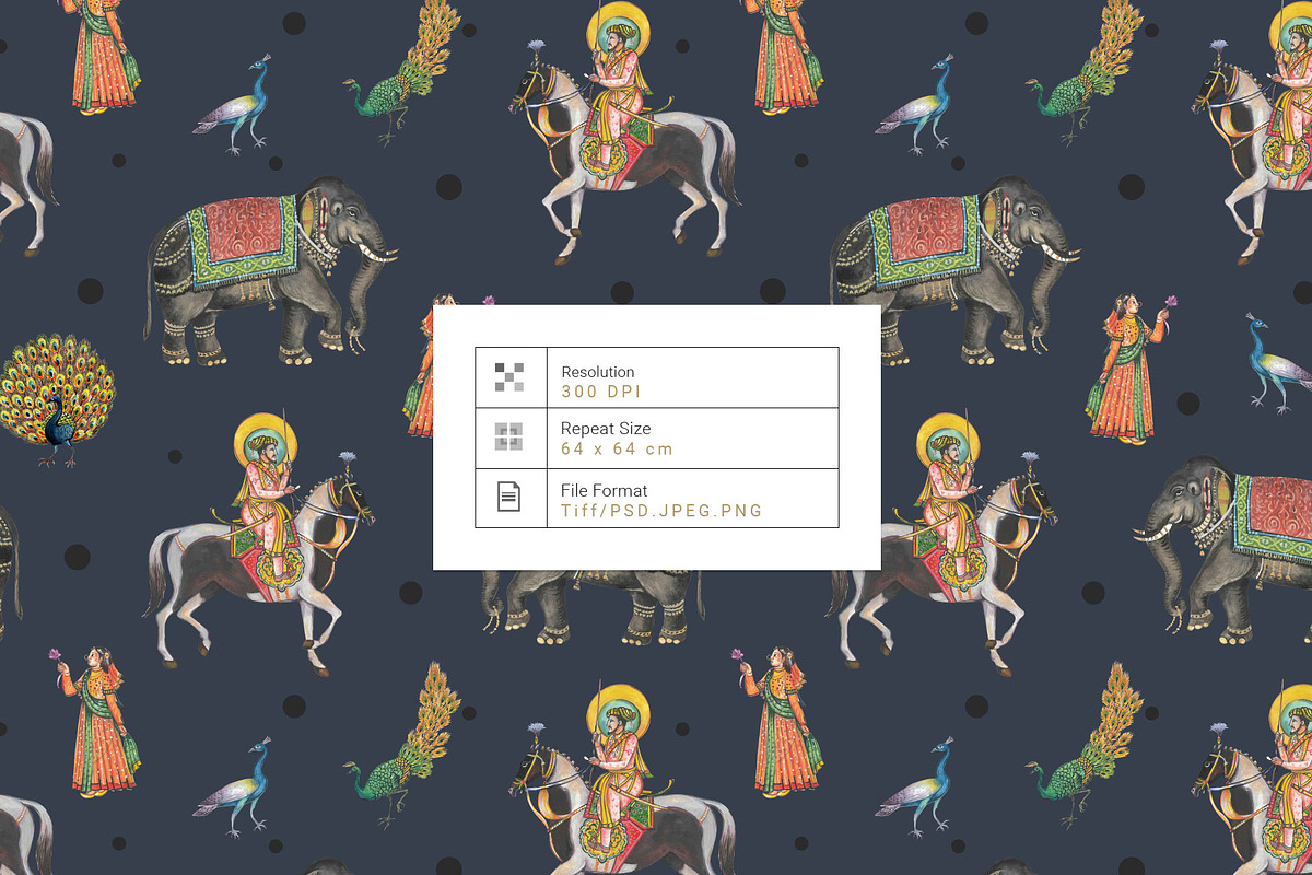 Indian miniature art print patterns.