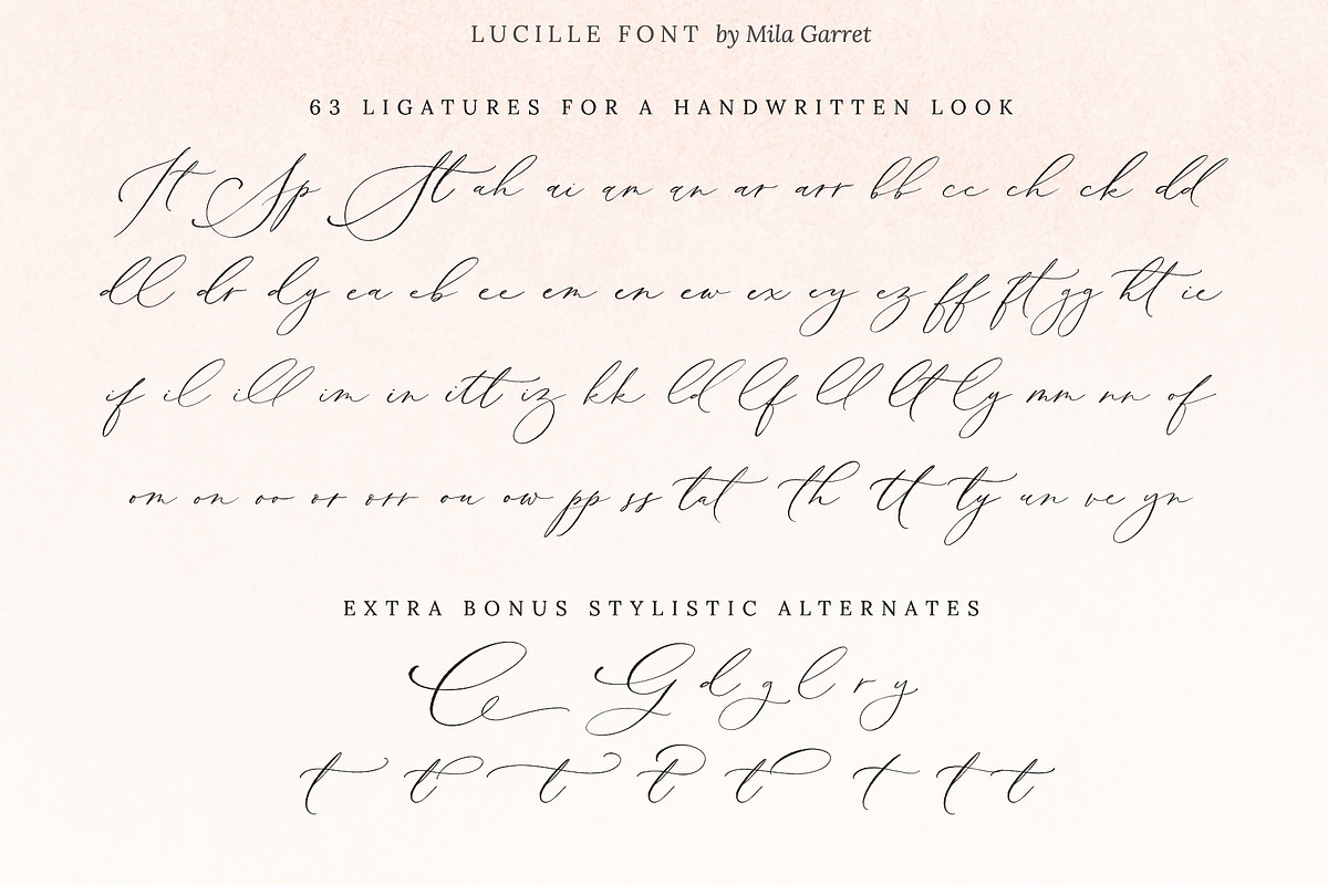 Lucille Wedding Calligraphy Font, a Script Font by Mila Garret