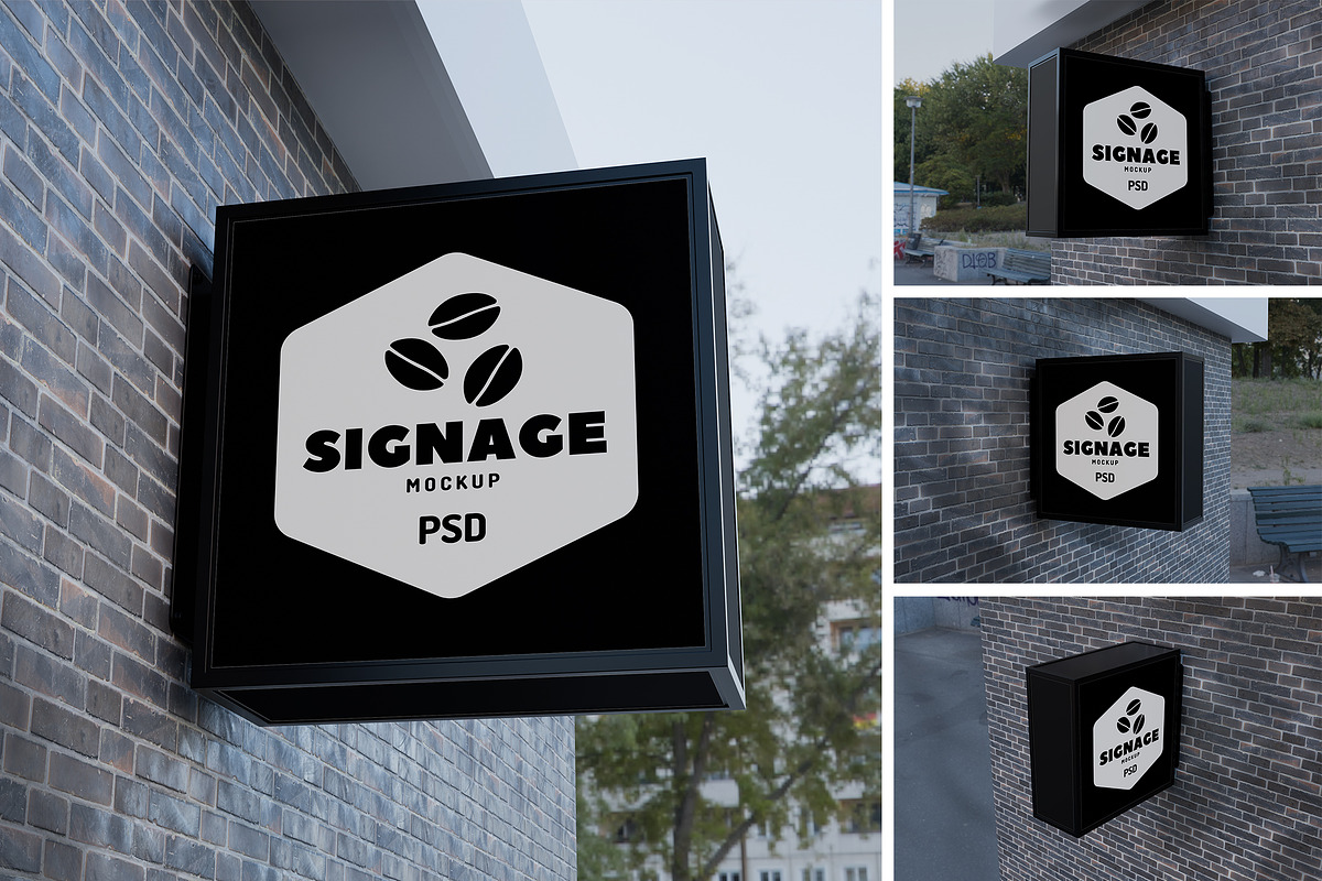 Square Signboard Mockup, a Product Mockup by xavier_studio
