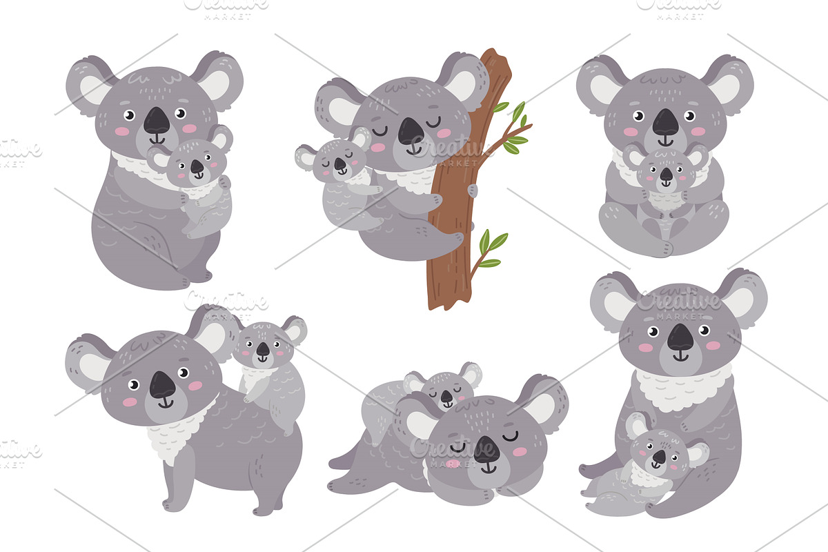 Koala and baby. Animal mother hugs, a Background Graphic by LadadikArt
