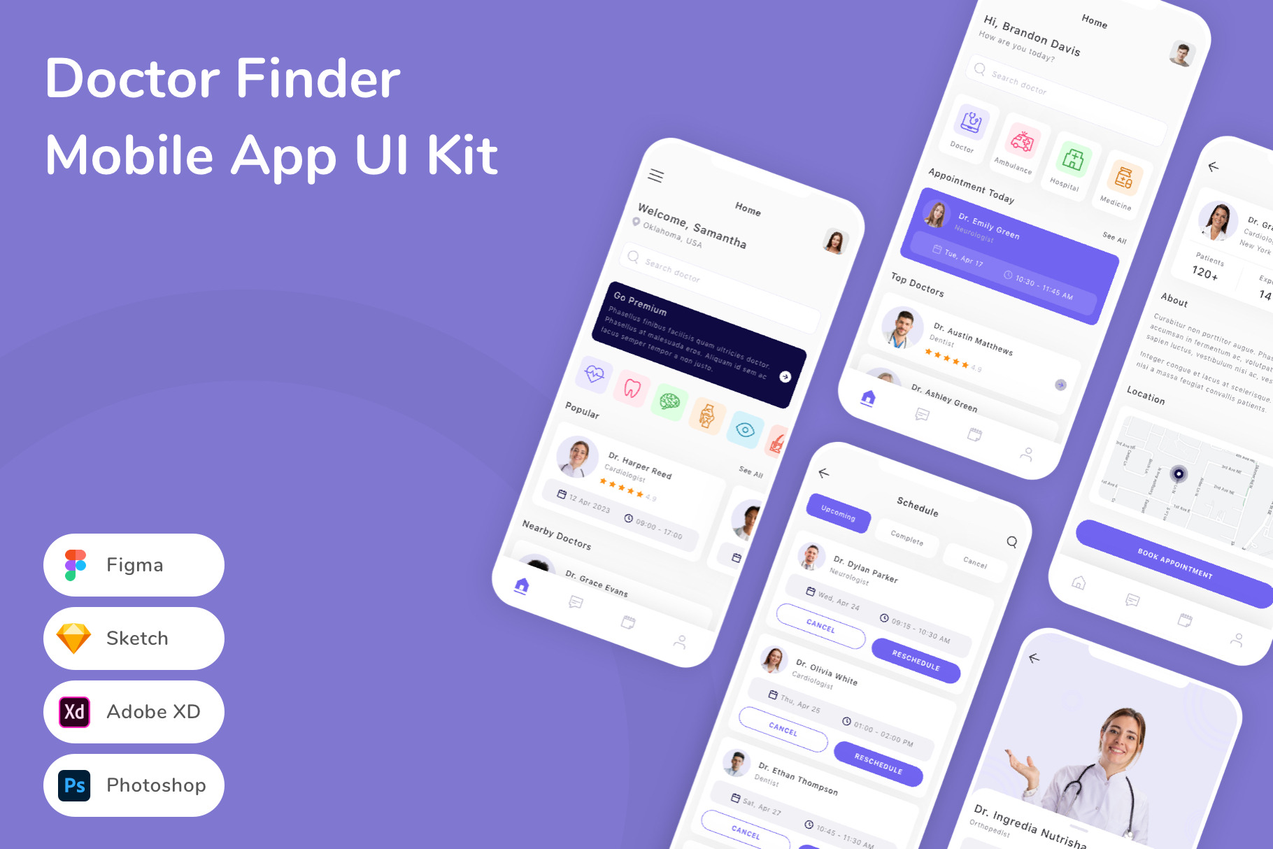 Doctor Finder Mobile App UI Kit, an UI Kit Template by Betush