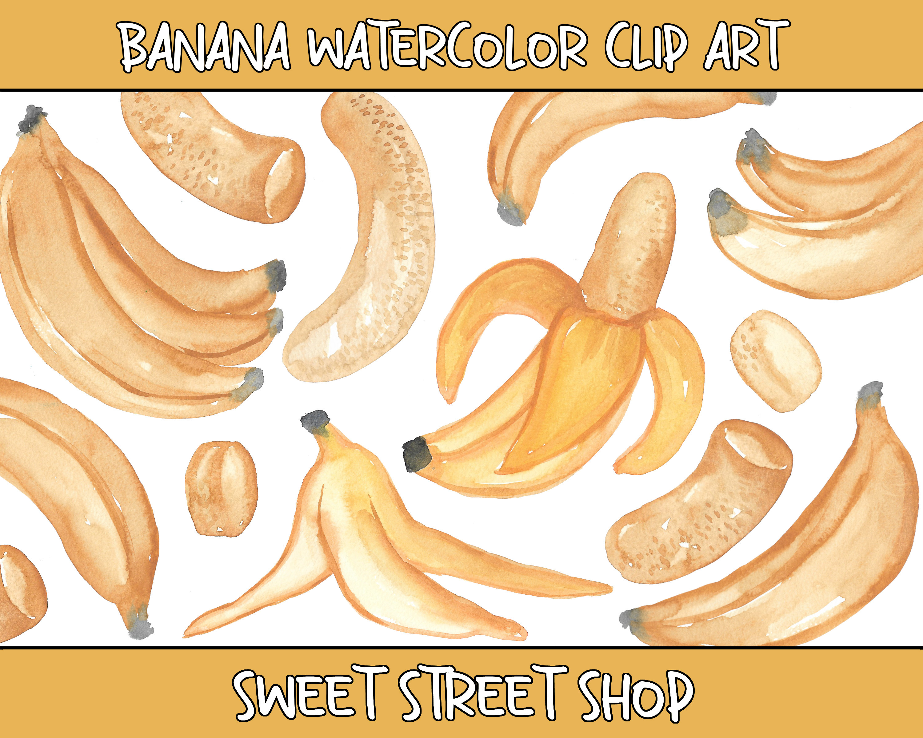 Banana Watercolor Clipart Fruit | Graphic Objects ~ Creative Market