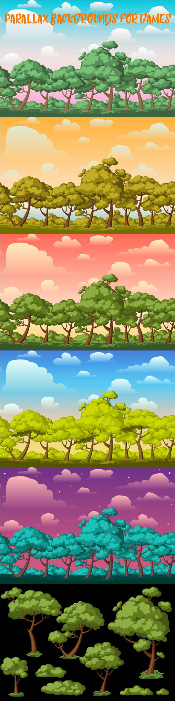 Parallax backgrounds for games, a Decorative Illustration by SHMEL_Studio