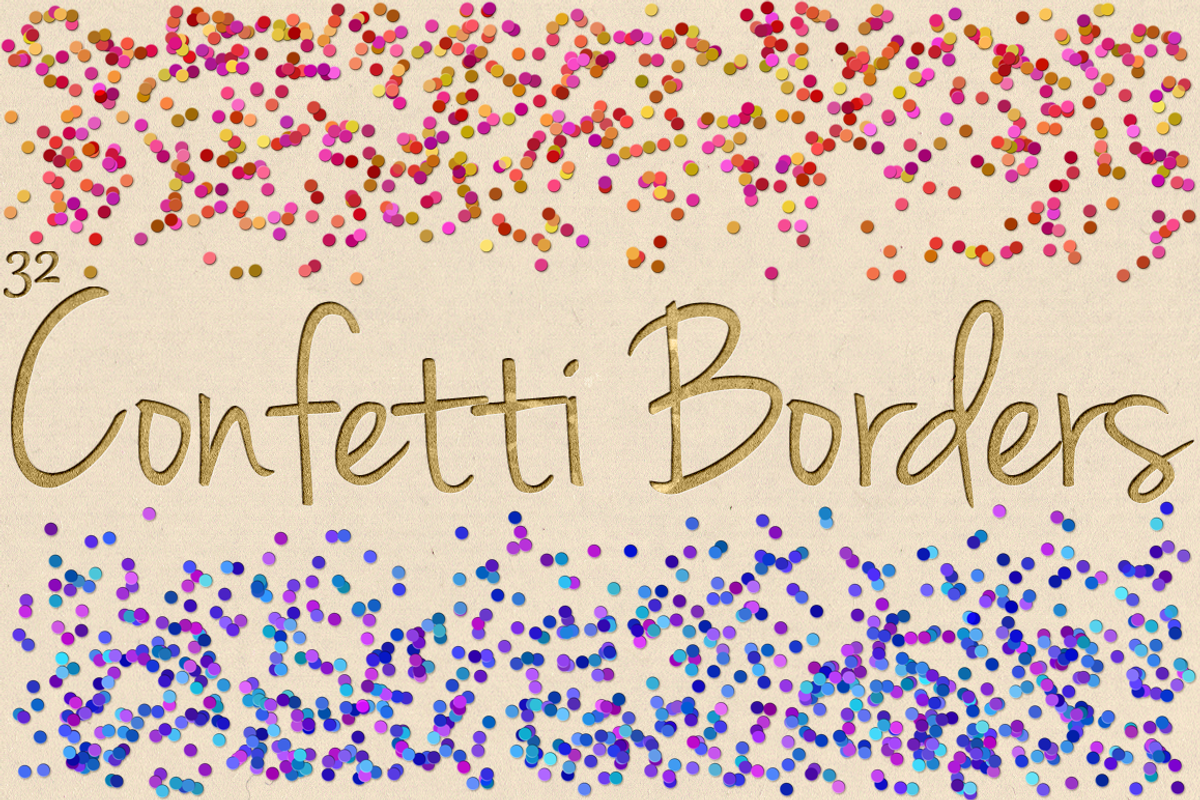 Digital Confetti Border Clipart Pack, an Object Graphic by Paper Element