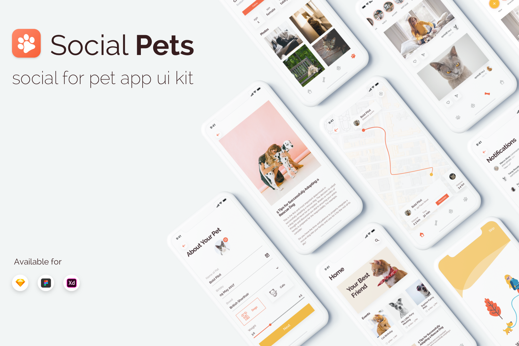 Social Pets App UI Kits, an UI Kit Template by Onur Kuru