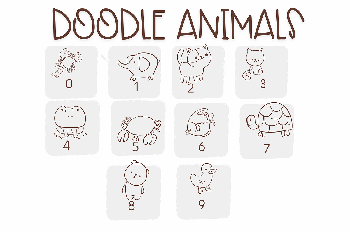 Doodle animals| Symbols Fonts, a Symbol Font by Sirinart
