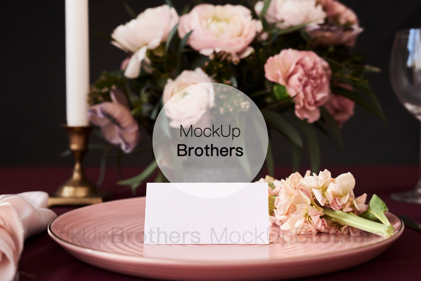 Name holder mockup for wedding, a Print Template by MockUpBrothers