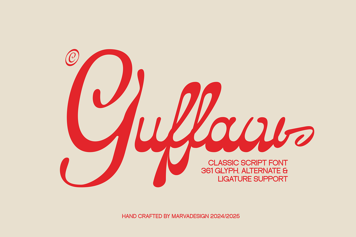 Guffaw - Classic Script Font, a Script Font by Marvadesign