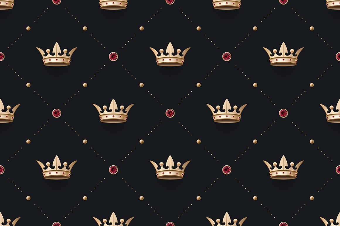 Seamless pattern with king crown, a Pattern Graphic by Foxys Graphic