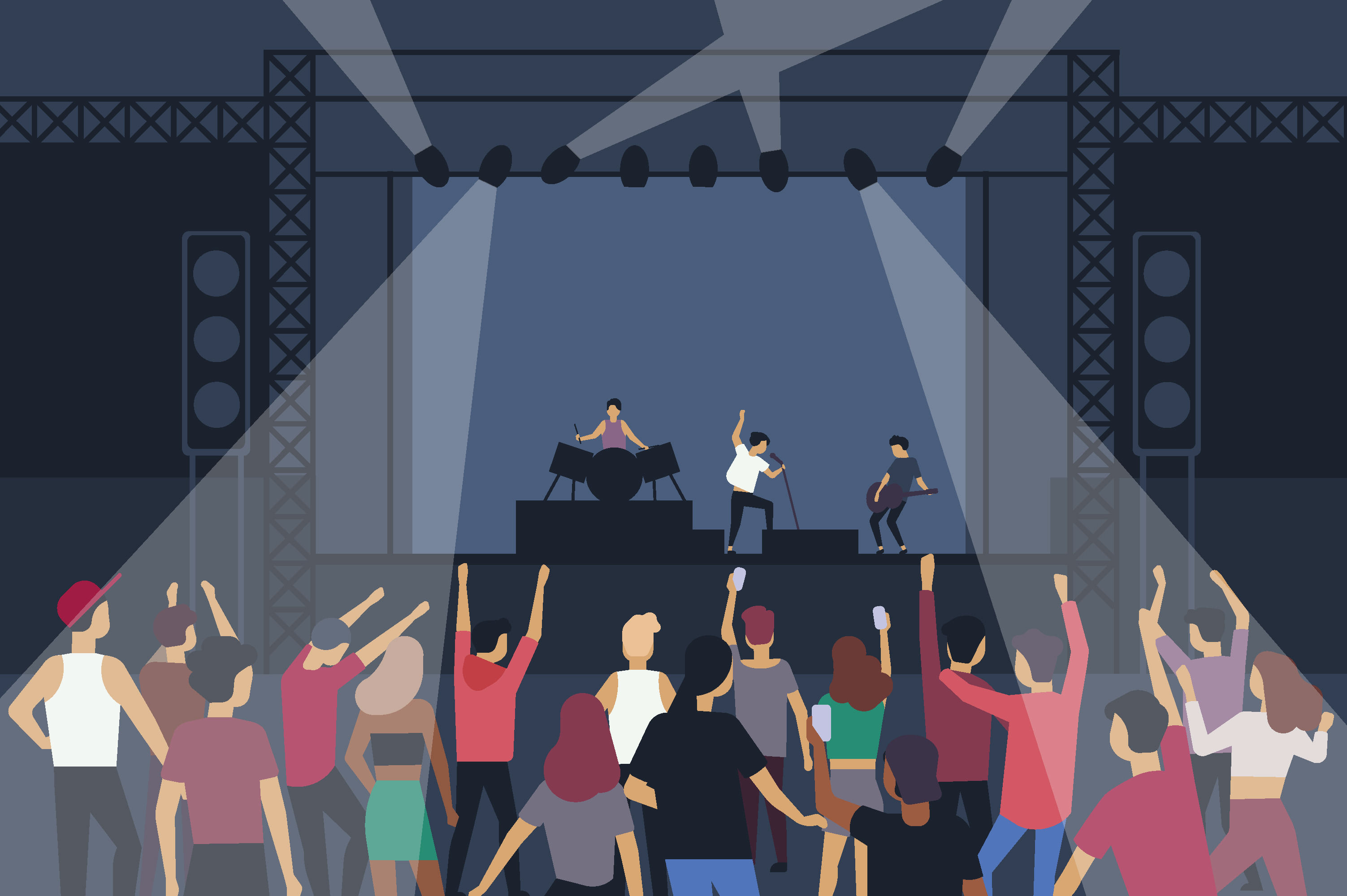 Open air festival, concert, a Person Illustration by Good Studio